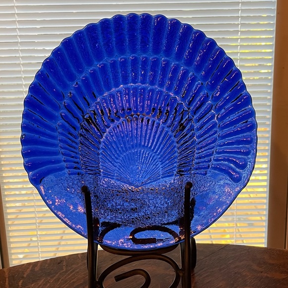Dining | 4 Vintage Cobalt Blue Glass Plates | Poshmark